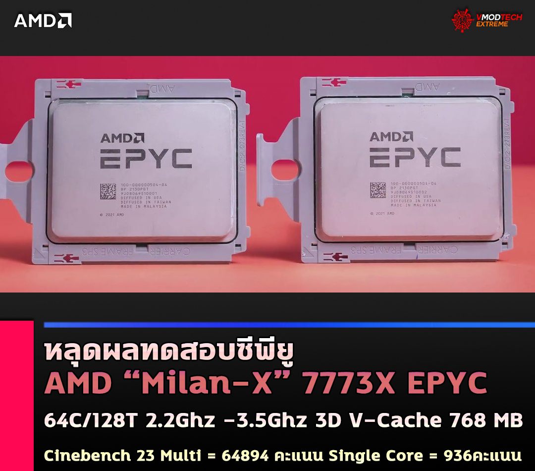 Welcome to Vmodtech.com : | หลุดผลทดสอบซีพียู AMD “Milan-X” 7773X EPYC 64C/128T มาพร้อม 3D V ...