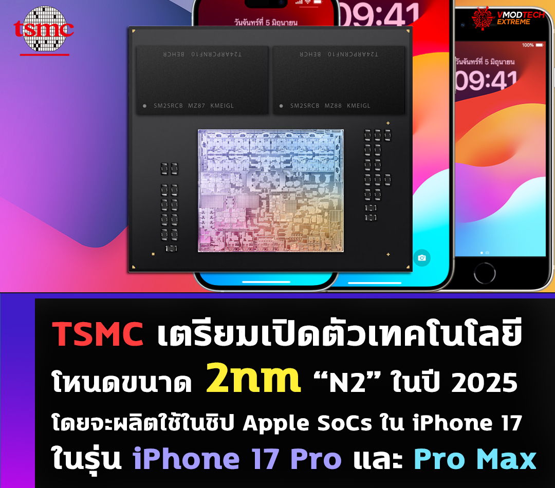 TSMC เตรียมเปิดตัวเทคโนโลยีโหนดขนาด 2nm ในปี 2025 โดยจะผลิตใช้ในชิป Apple SoCs ใน iPhone 17 Pro ...